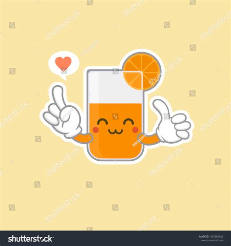 Cute Kawaii Orange Juice Cartoon Character Stock Vector Royalty Free