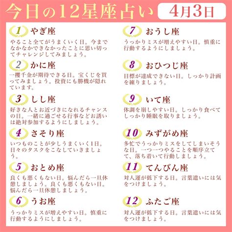 4月3日の12星座運勢ランキング！1位はやぎ座