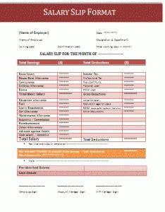 Salary Slip Format Template