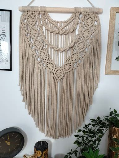 MAKRAMA 40 x 70 duża ozdoba na ścianę boho łapacz 13535294453 Allegro pl