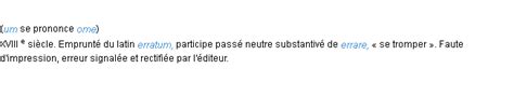Erratum La Définition