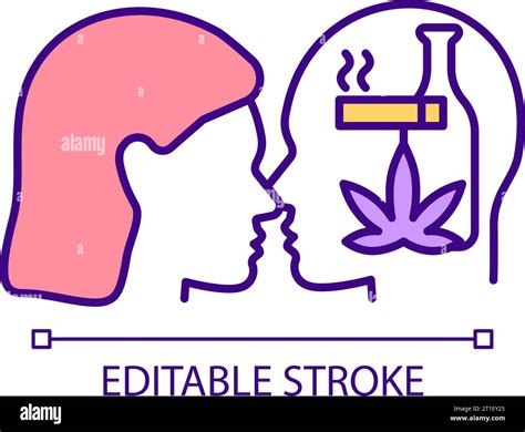 2d Thin Linear Colorful Relationships With Addicts Icon Stock Vector