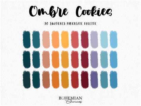 Ombre Cookies Procreate Palette 30 HEX Color Codes Instant Etsy