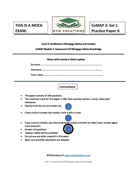 Cemap 1 2 And 3 Mock Tests And Answers 2023 Edition Produced By