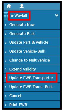 E Way Bill Portal Update Transporter ID On EWB Learn By Quicko