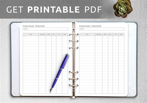 Download Printable Purchase Tracker Template PDF