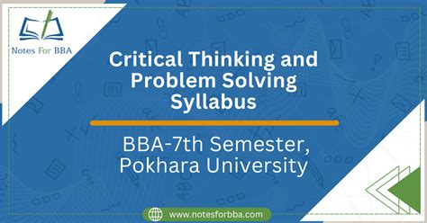Critical Thinking And Problem Solving Syllabus Top Bba 7th