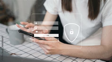 Woman Typing Login And Password In The Concept Of Cyber Security Information Security Data