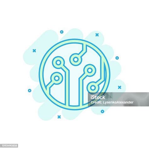 漫畫風格的電路板圖示技術微晶片向量卡通插圖像形圖處理器主機板業務概念飛濺效果向量圖形及更多中央處理器圖片 中央處理器 主機板 五金鋪