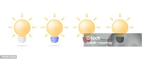 창의적인 사고 아이디어의 전구를 설정하십시오 비즈니스를 위한 3d 설계 벡터 일러스트 레이 션 개념에 대한 스톡 벡터 아트 및 기타 이미지 Istock