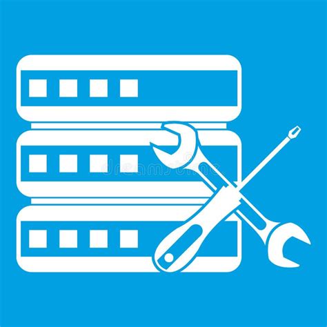 Database With Screwdriver And Spanner Icon White Stock Vector Illustration Of Computer