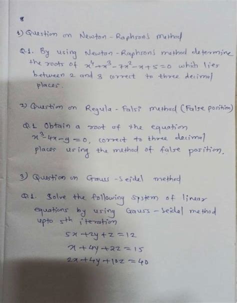 Solved 1 Question On Newton Raphsons Method Q1 By Using