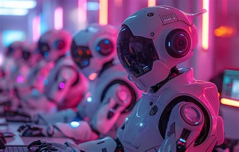 Premium Photo A Futuristic Workspace Including Aipowered Equipment And Robotic Assistance