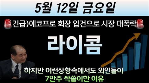 라이콤 🚨긴급 속보 에코프로 회장 입건으로 시장 대폭락 하지만 이런 상황속에서도 외인들이 7만주 싹쓸이한 이유가 있으니