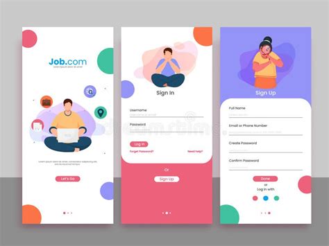 Set Of Ui Ux Gui Screens Job Recruitment App Including Create Account