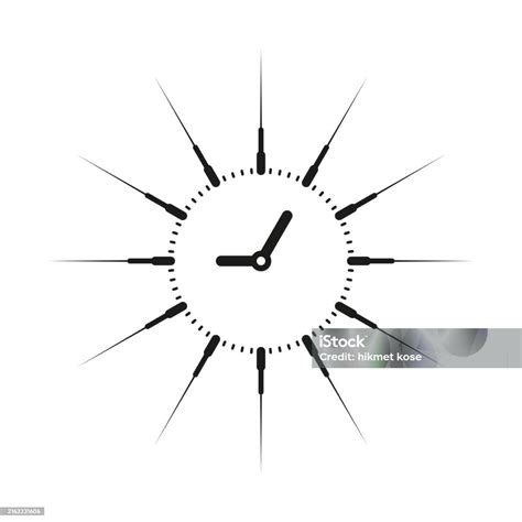 Geometric Analog Clock Linear Analog Clock Sunny Wall Clock Stock Illustration Download Image