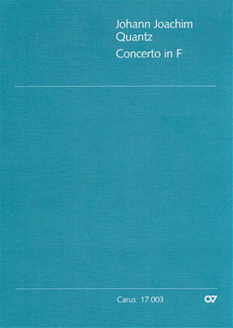 Flute Concerto In F Major By Johann Joachim Quantz Flute Solo Sheet