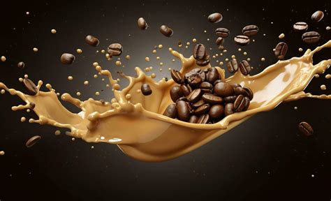 Hot Liquid Coffee Splash With Coffee Bean Falling 3d Illustration Ai