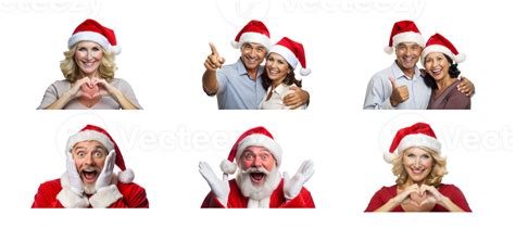 Joyful People In Christmas Hats 52648422 Png