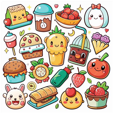 Premium Vector Cute Food Stickers
