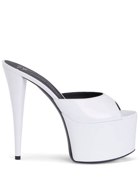 Giuseppe Zanotti Peep Toe Platform Sandals White Farfetch