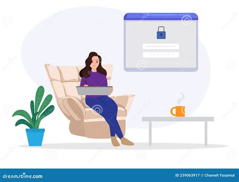 Illustration Of A Secure Login Screen With Key And Password Input