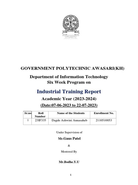 ashwini industrial training report pdf computer security security