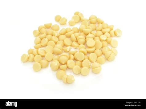Organic Cocoa Butter Buttons Wafers Isolated On White Background