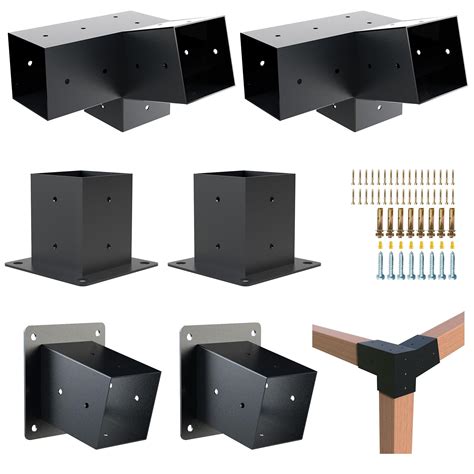 Pergola Kit 15° 3 Way Slanted Roof Pergola Bracket Set Powder Coated