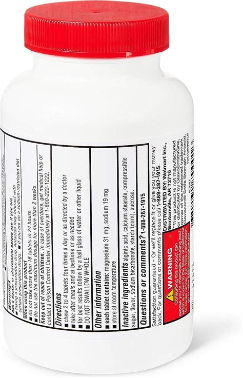 Equate Extra Strength Chewable Antacid Tablets 100 Original Flavor Tablets Compare To