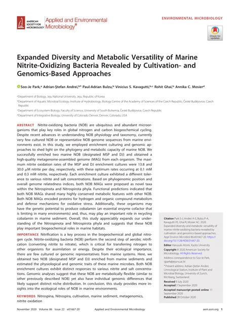 Expanded Diversity And Metabolic Versatility Of Marine Nitrite