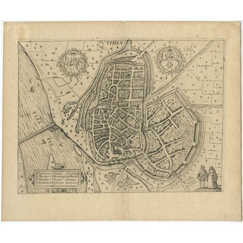 Antique Map Of The City Of Zutphen By Guicciardini 1613