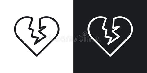 Broken Heart Icon Set Heart With Crack Vector Symbol Couple Breakup