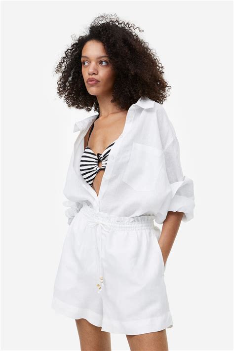 Linen Blend Paper Bag Shorts
