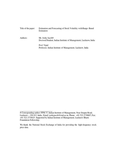 Estimation And Forecasting Of Stock Volatility With Range Based