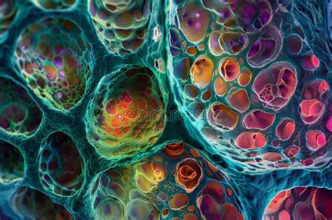 A Vibrant Background Of Plant Cells As Seen Through A Microscope
