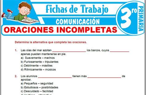 Oraciones Incompletas Para Cuarto Grado De Primaria Razonamiento Bilarasa