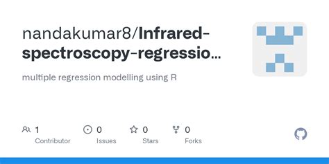 Github Nandakumar8 Infrared Spectroscopy Regression Model Multiple Regression Modelling Using R