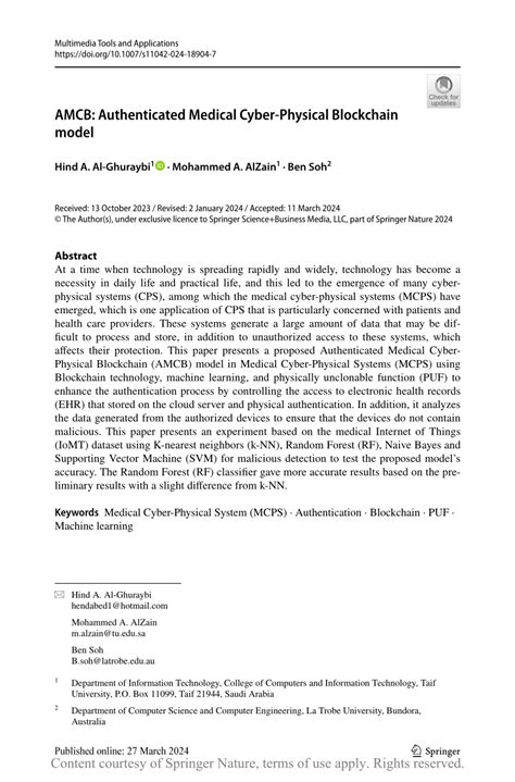 Amcb Authenticated Medical Cyber Physical Blockchain Model Request Pdf