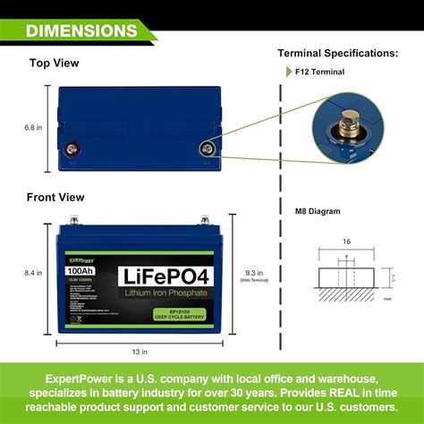 Buy Expertpower V Ah Lithium Lifepo Deep Cycle Rechargeable Battery Life