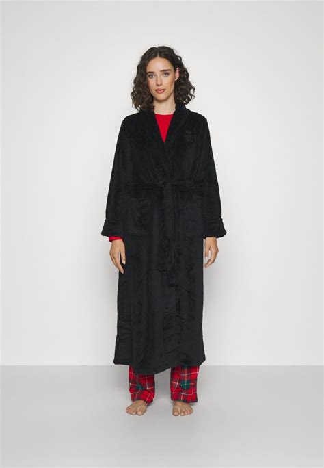Lauren Ralph Lauren Long Shawl Collar Robe Dressing Gown Black