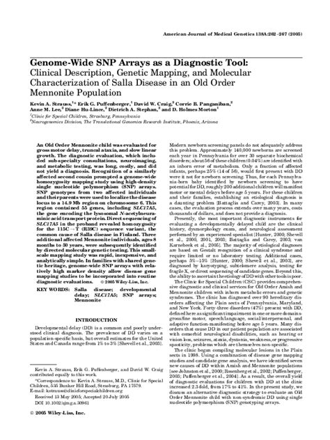 Pdf Genome Wide Snp Arrays As A Diagnostic Tool Clinical Description Genetic Mapping And