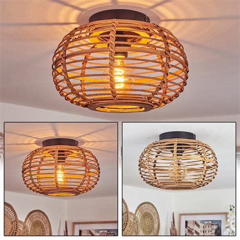 Hofstein Deckenleuchte Moderne Deckenlampe Aus Metallbambus In Schwarz