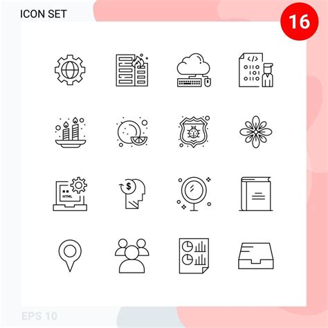 16 Creative Icons Modern Signs And Symbols Of Programming Development Computing Develop Data