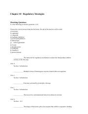 Ch10 Pdf Chapter 10 Regulatory Strategies Matching Questions Use The