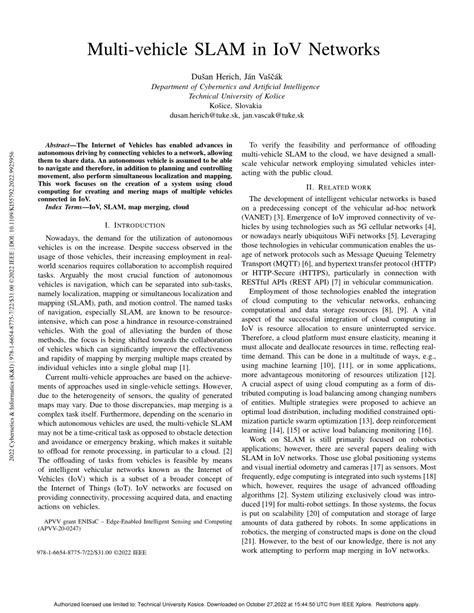 PDF Multi Vehicle SLAM In IoV Networks