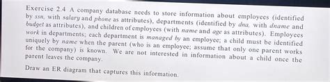 solved exercise 2 4 ﻿a company database needs to store