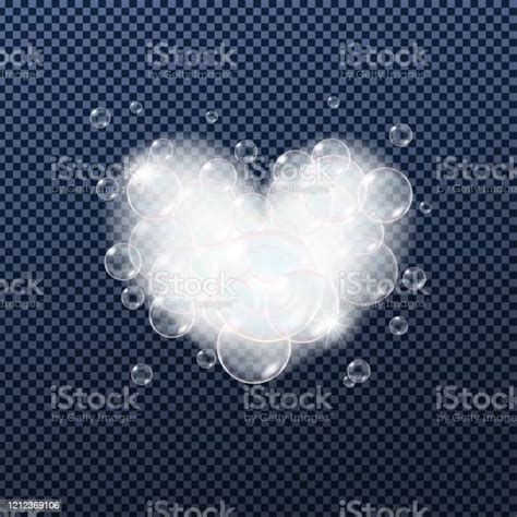 투명 한 배경에 격리 된 비누 거품 거품 마음의 모양입니다 사실적인 벡터 일러스트레이션 3차원 형태에 대한 스톡 벡터 아트 및 기타 이미지 Istock