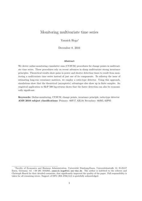 Pdf Monitoring Multivariate Time Series