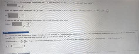 [answered] first we wish to find polar coordinates of the given point
